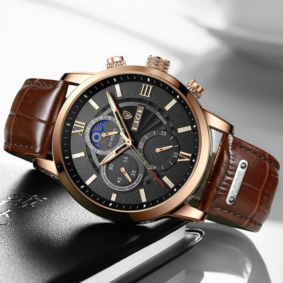 Accessories | Moon Phase Date Analog Dress Watch | Poshmark